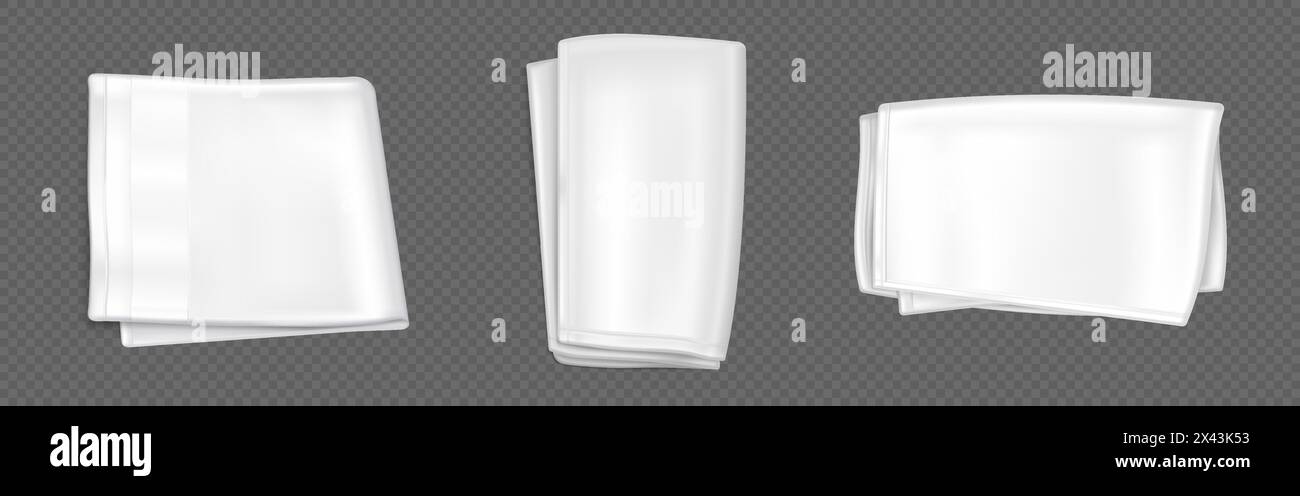 White folded handkerchief mockup or kitchen towel. Realistic vector ...