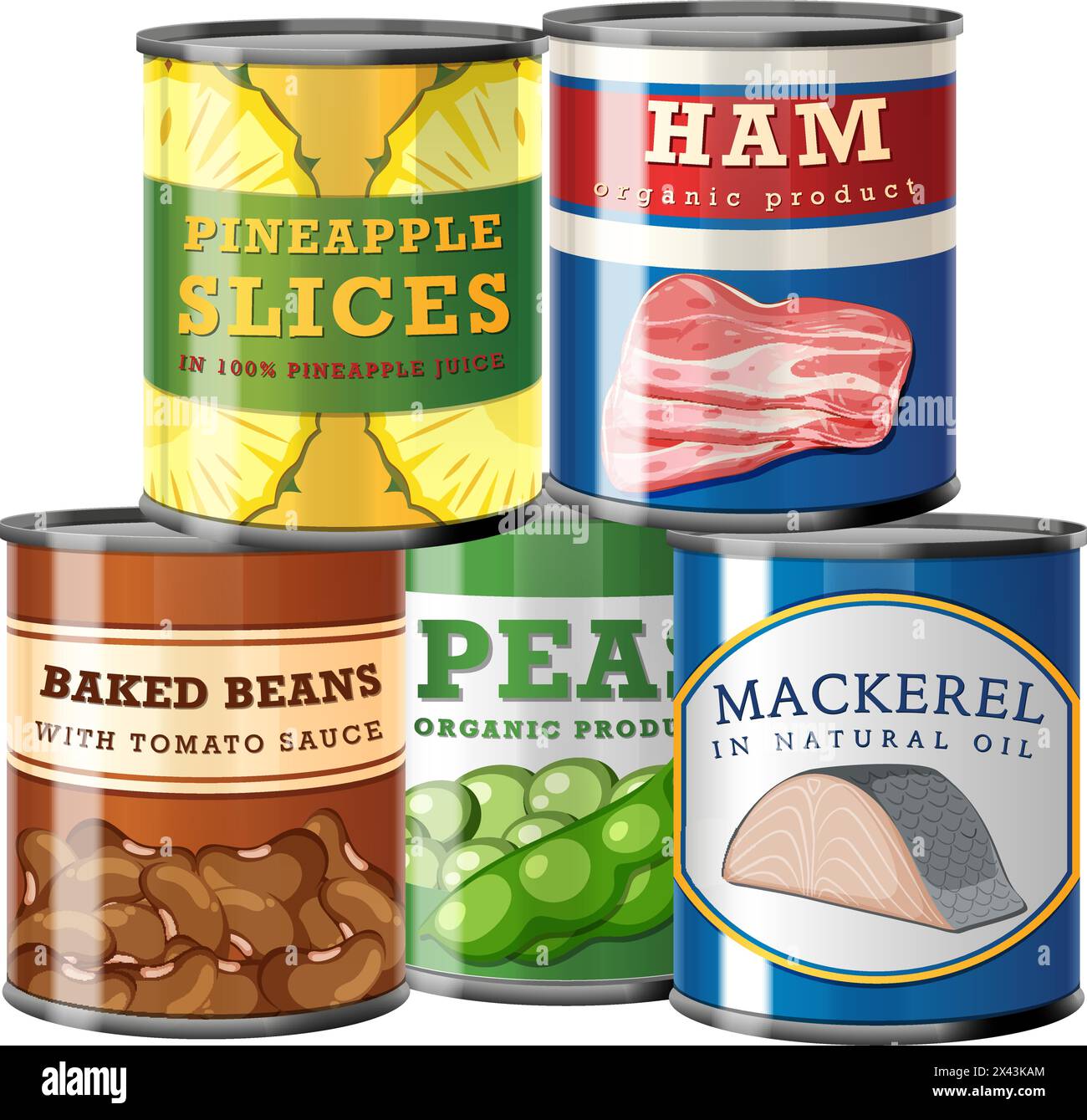 Colorful Vector Illustration Of Various Canned Goods Stock Vector Image