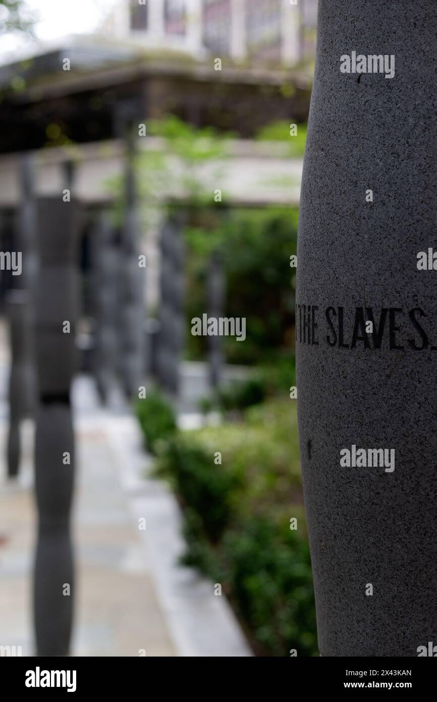 LONDON, UK - APRIL 27, 2024: View of part of the Gilt of Cain statue ...
