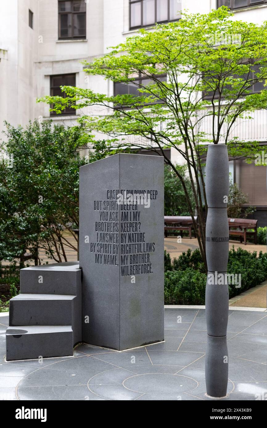 LONDON, UK - APRIL 27, 2024: View of part of the Gilt of Cain statue ...