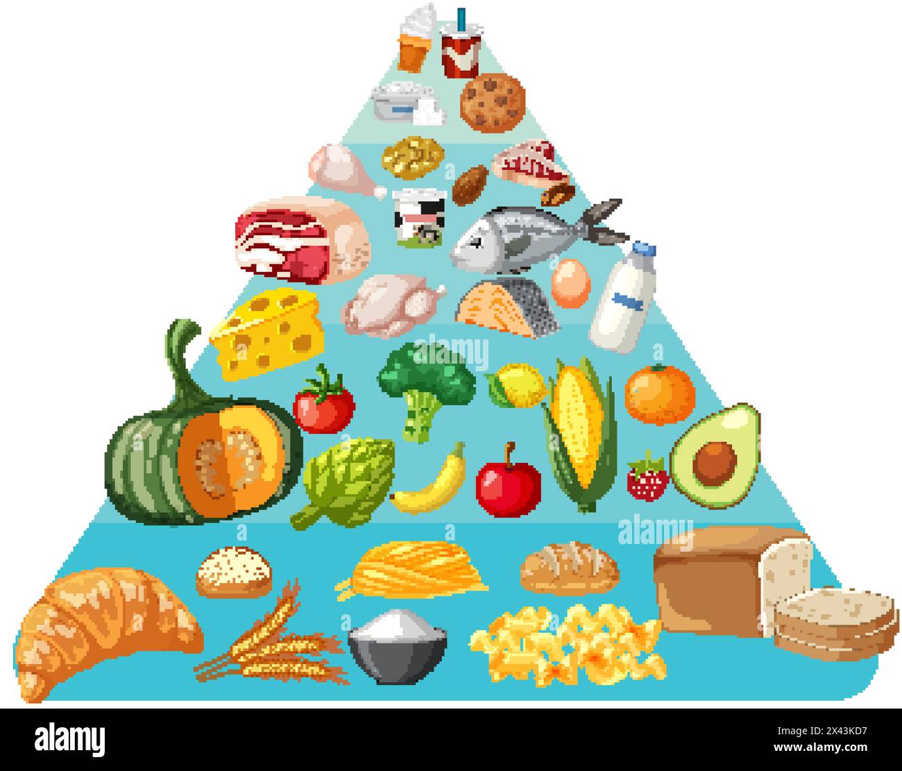 Illustration of various healthy foods in a pyramid Stock Vector Image ...