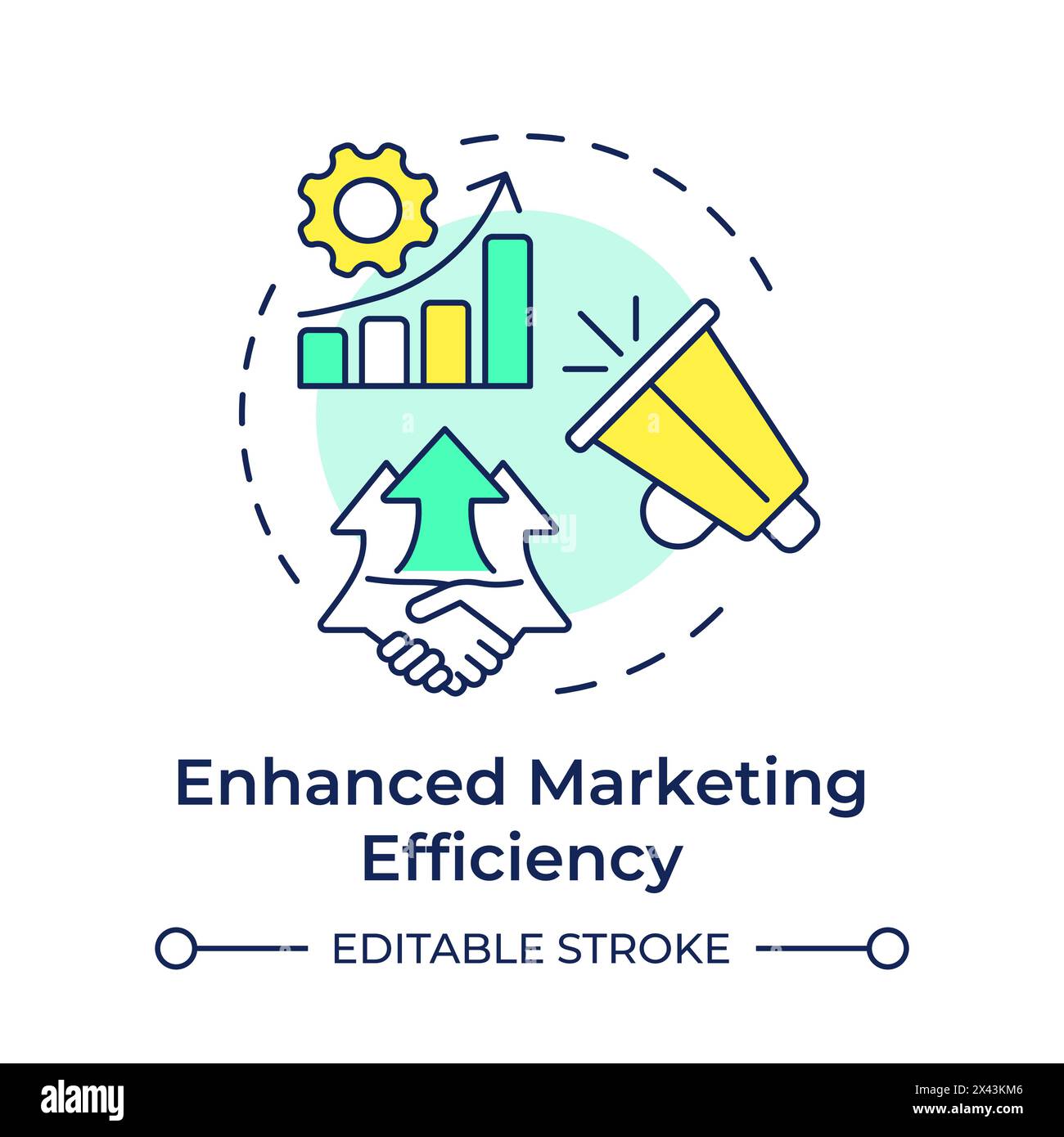 Enhanced marketing efficiency multi color concept icon Stock Vector ...