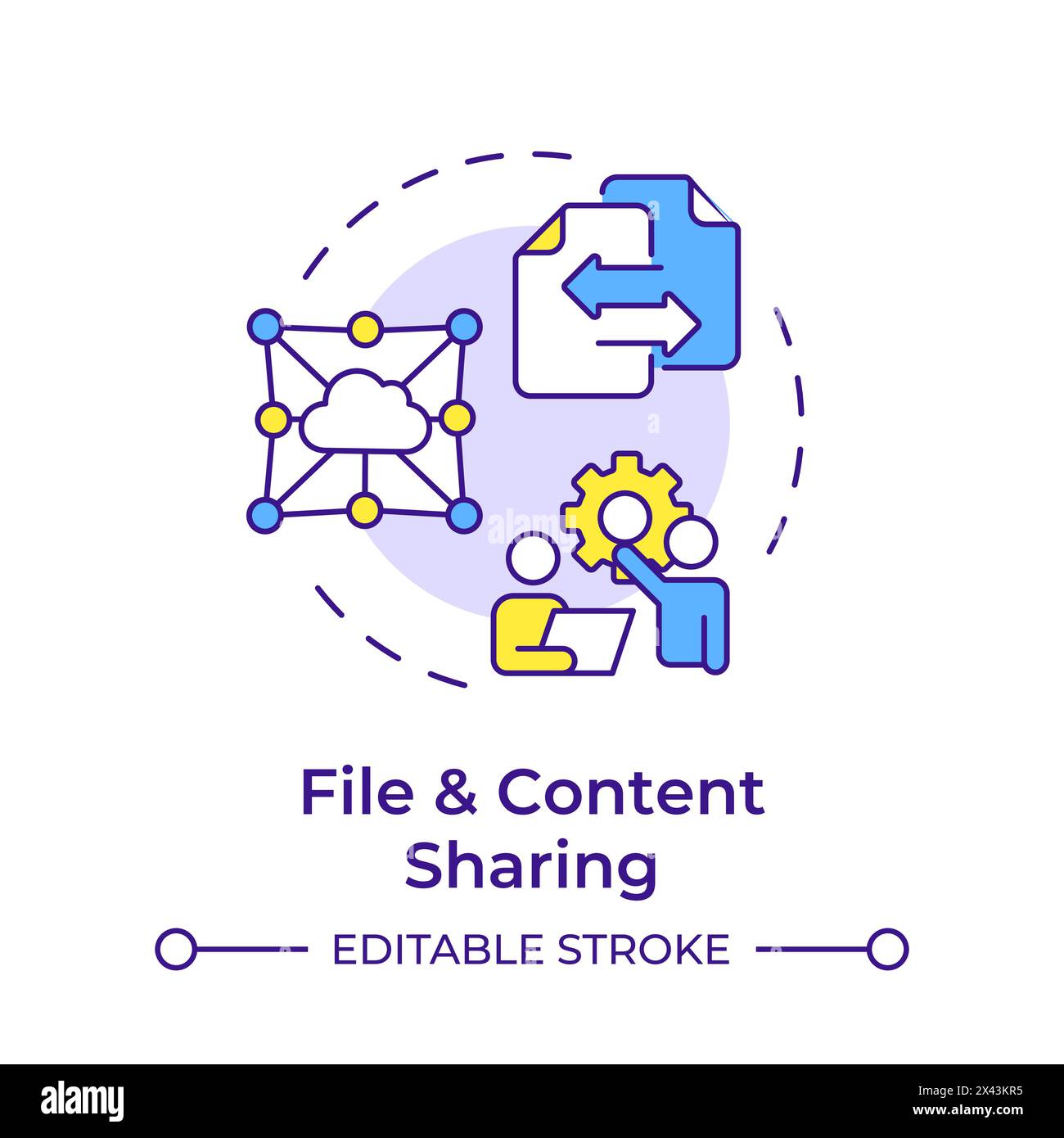 Files and content sharing multi color concept icon Stock Vector Image ...