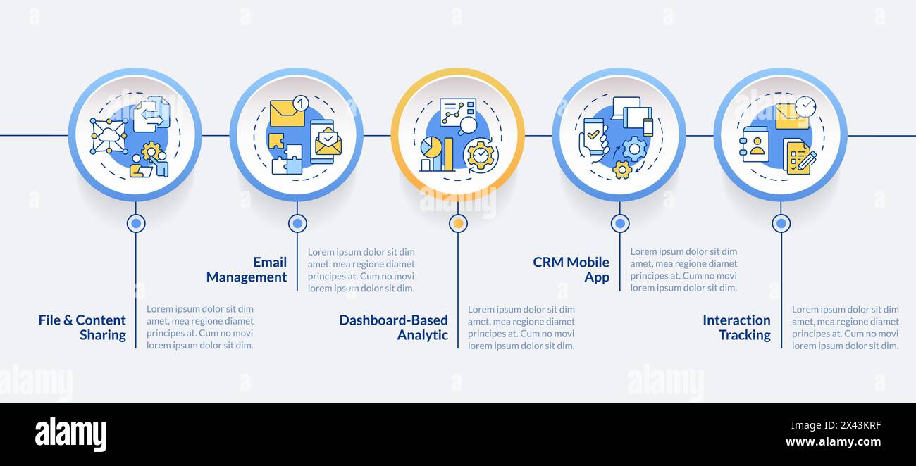 Customer management system benefits circle infographic template Stock ...
