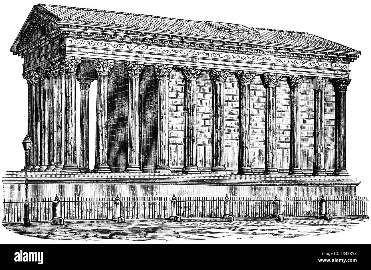 Roman Temple at Nemausus or Nimes, Roman Empire, France, historic ...