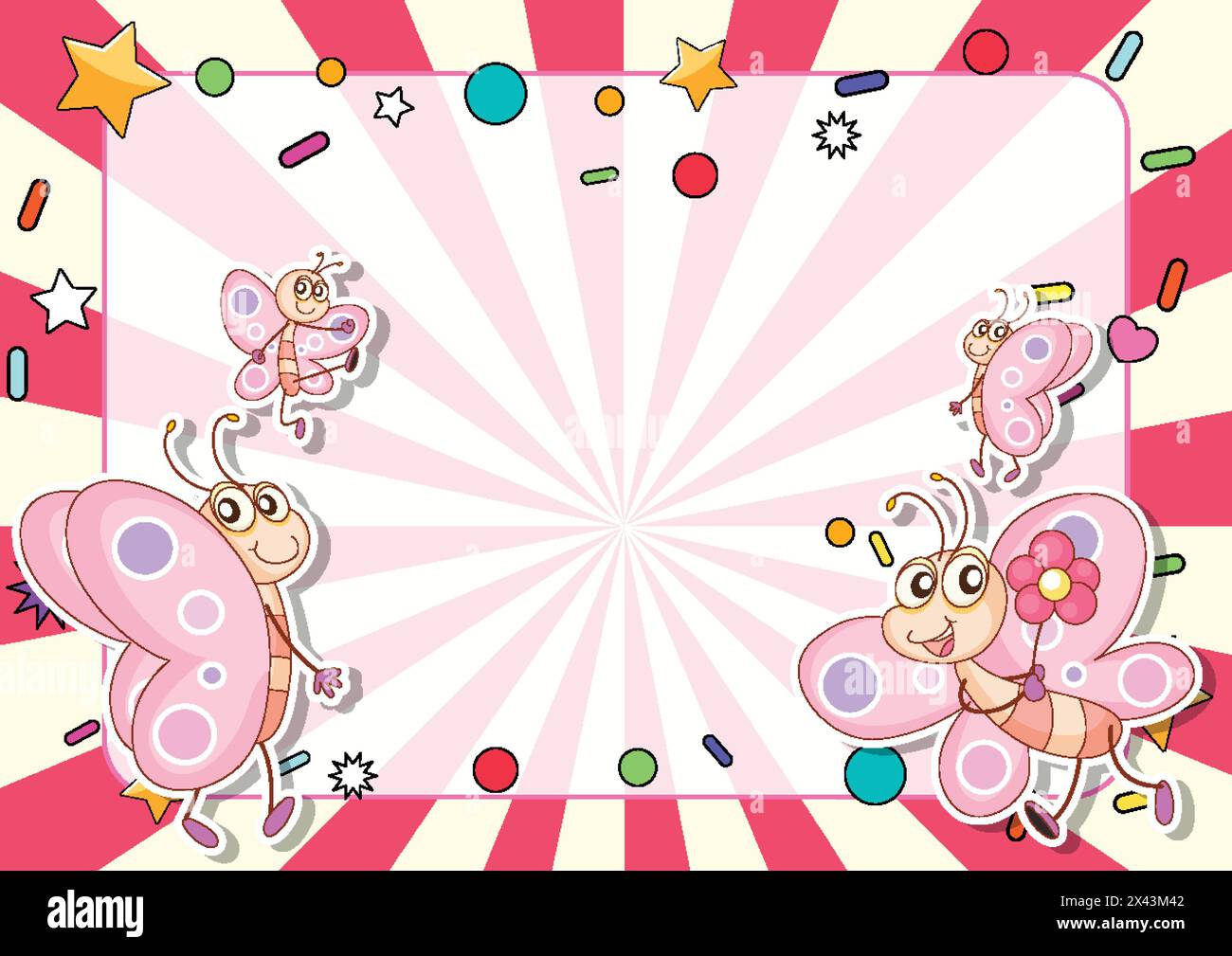 Bright, playful butterfly-themed party invitation Stock Vector Image ...