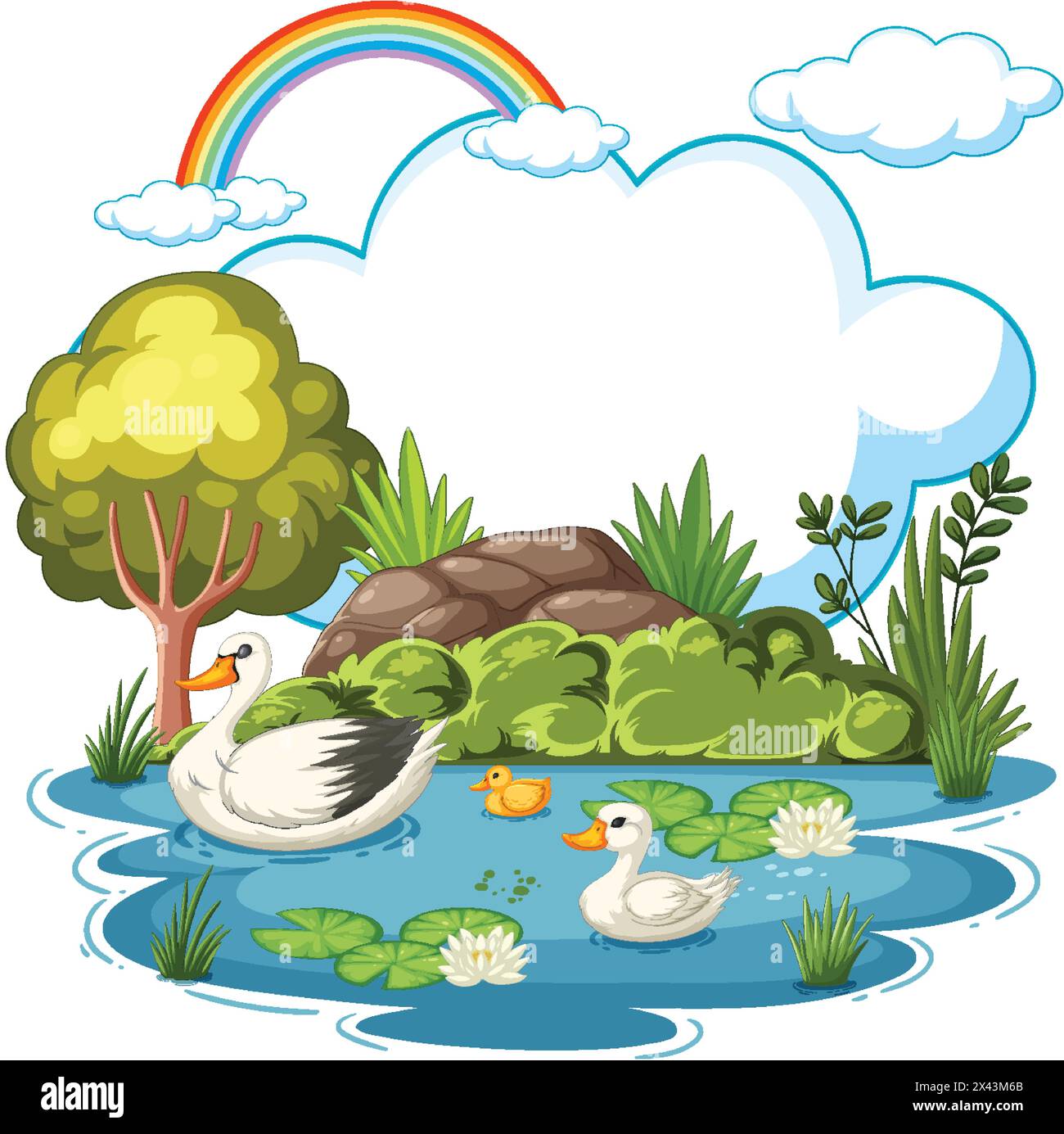 Colorful illustration of ducks in a serene pond Stock Vector Image & Art - Alamy