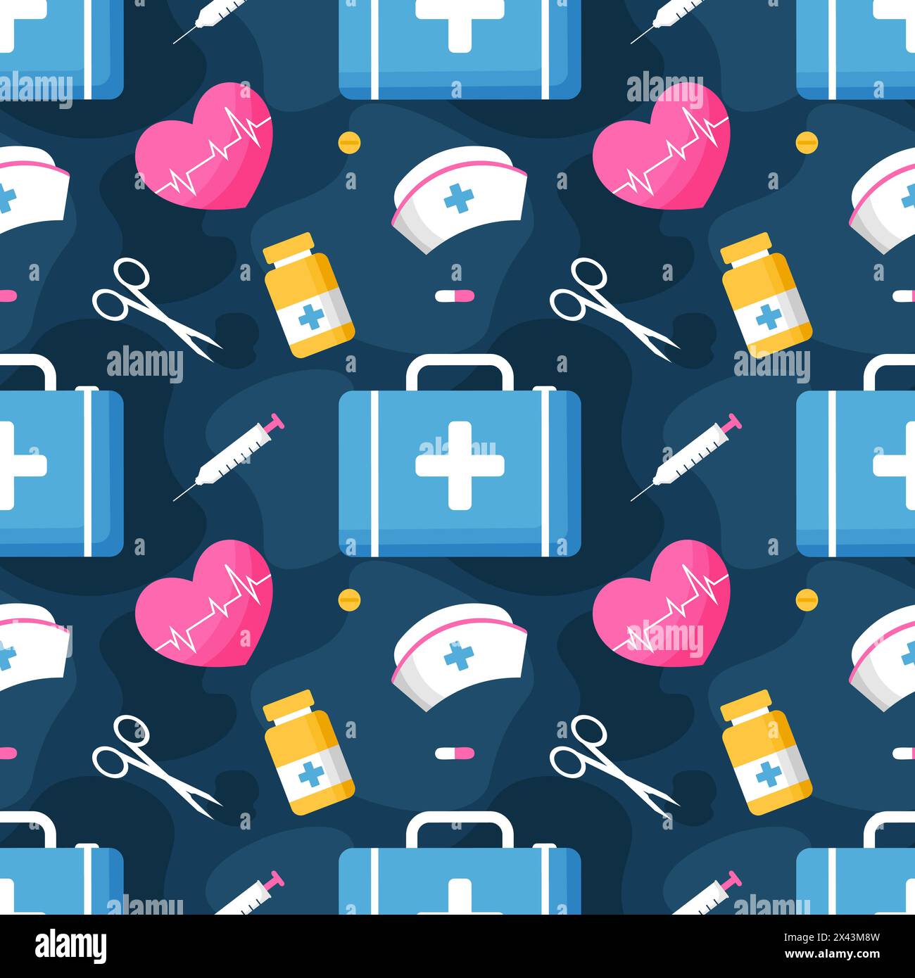 Doctors Seamless Pattern Design with Medical Equipment in Template Hand ...