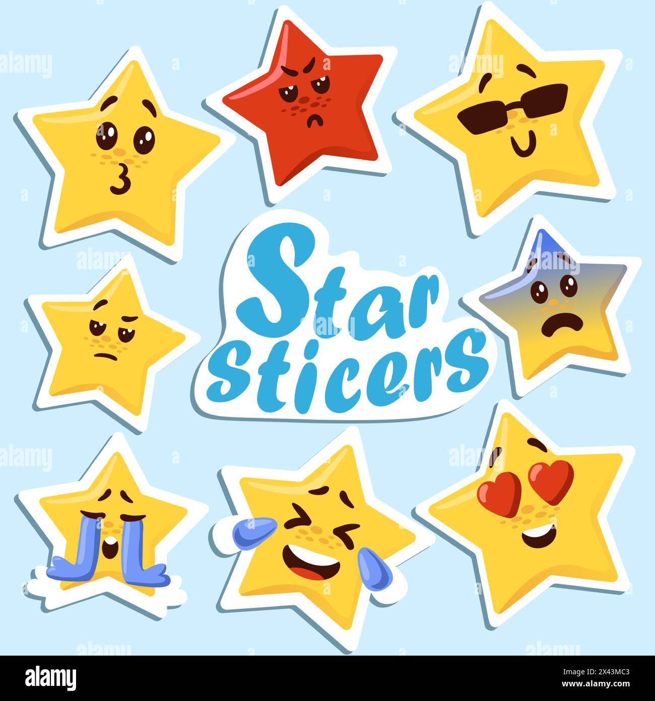 Star emoji. Starry sticker. Space character. Sad or happy faces ...