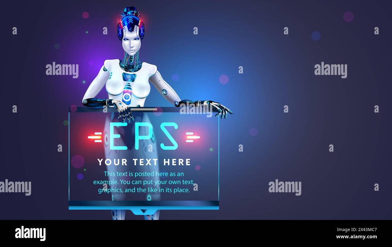 AI or artificial intelligence in the form of a humanoid female robot ...