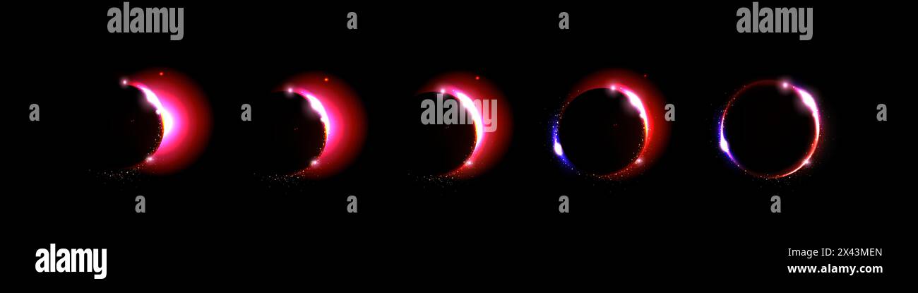 Solar or moon eclipse sprite sheet. Vector realistic illustration of ...