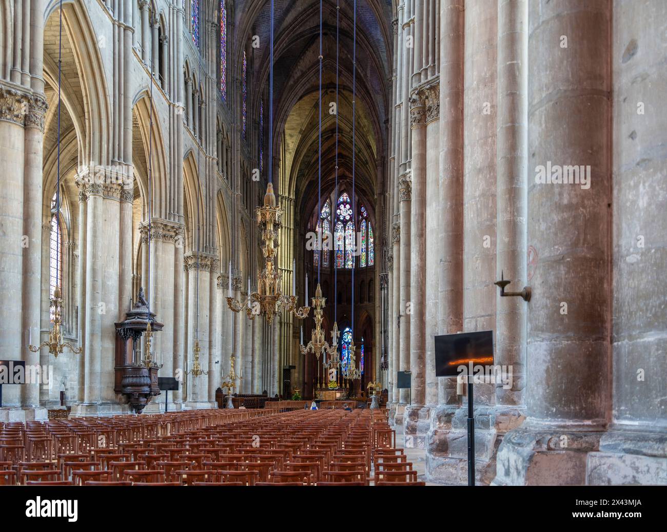 Scenery inside the Reims Cathedral in Reims, the most populous city in ...