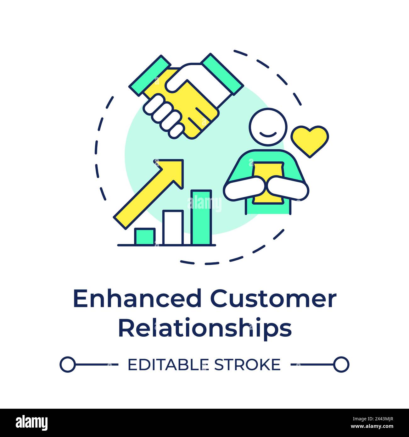 Enhanced customer relationships multi color concept icon Stock Vector ...