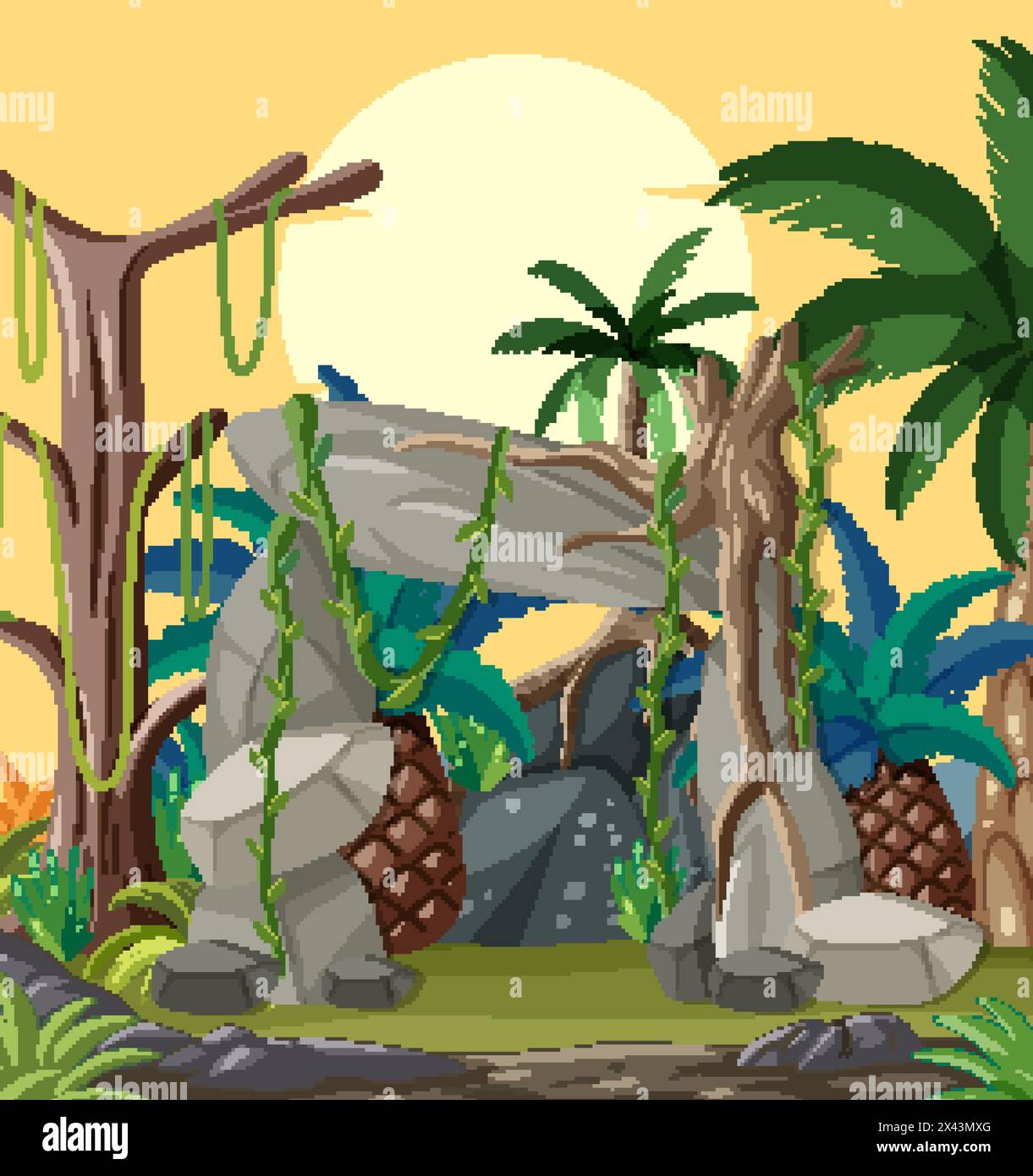 Vector illustration of a lush, vibrant jungle Stock Vector Image & Art ...