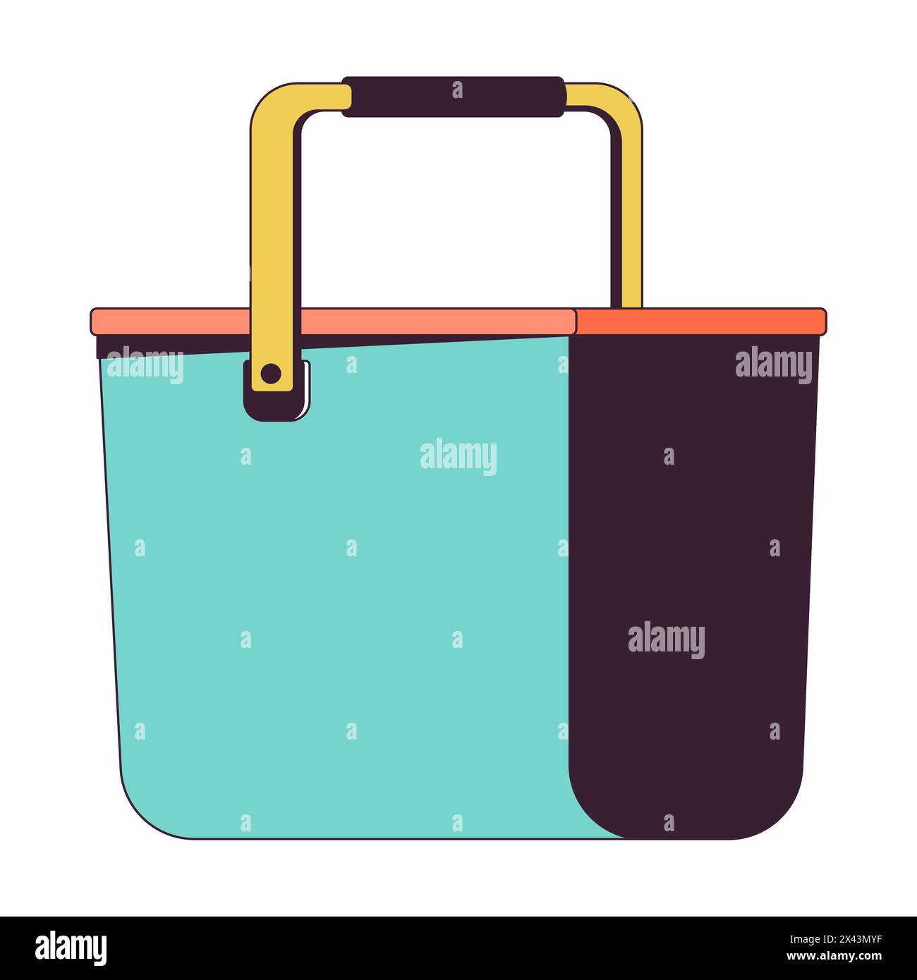Bucket with handle 2D linear cartoon object Stock Vector Image & Art ...