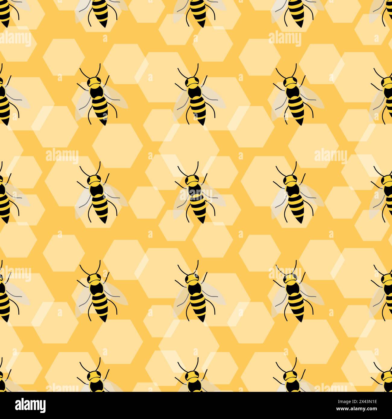 Bees honeycomb seamless pattern on yellow background design Stock Vector Image & Art - Alamy