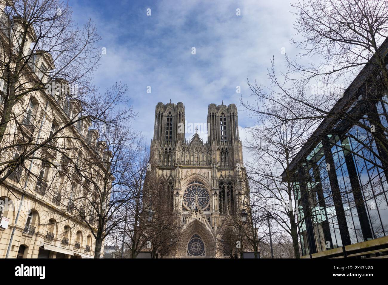 The beautiful Gothic cathedral of Our Lady of Reims in Marne, Grand-est ...