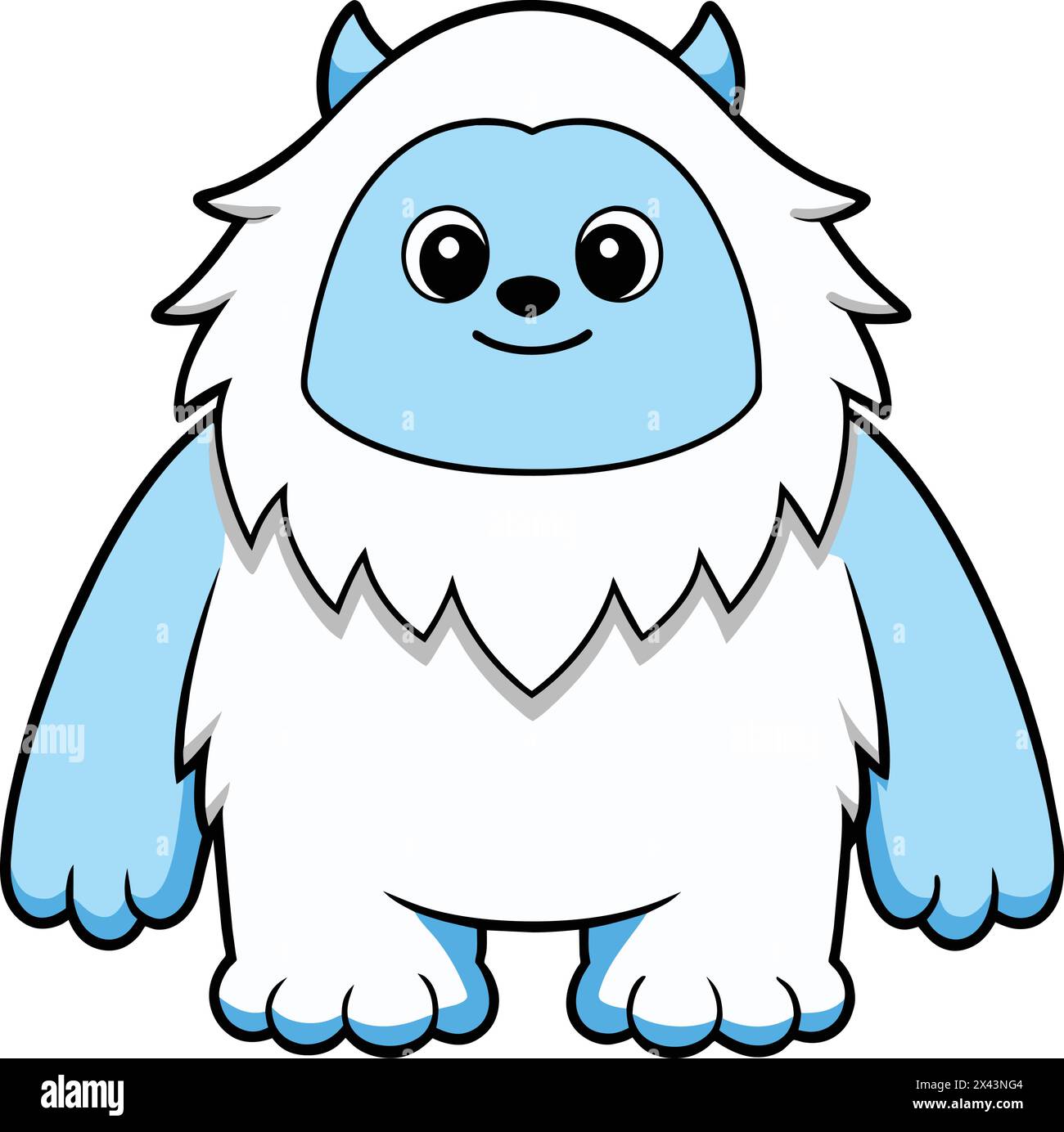 Cute Yeti Vector, Playful Outline Illustration on Solid Background ...