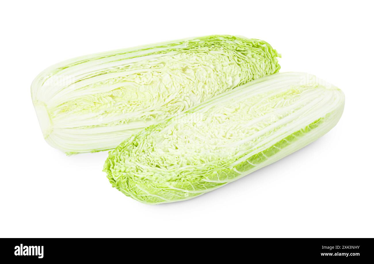 Halves of Chinese cabbage isolated on white Stock Photo - Alamy