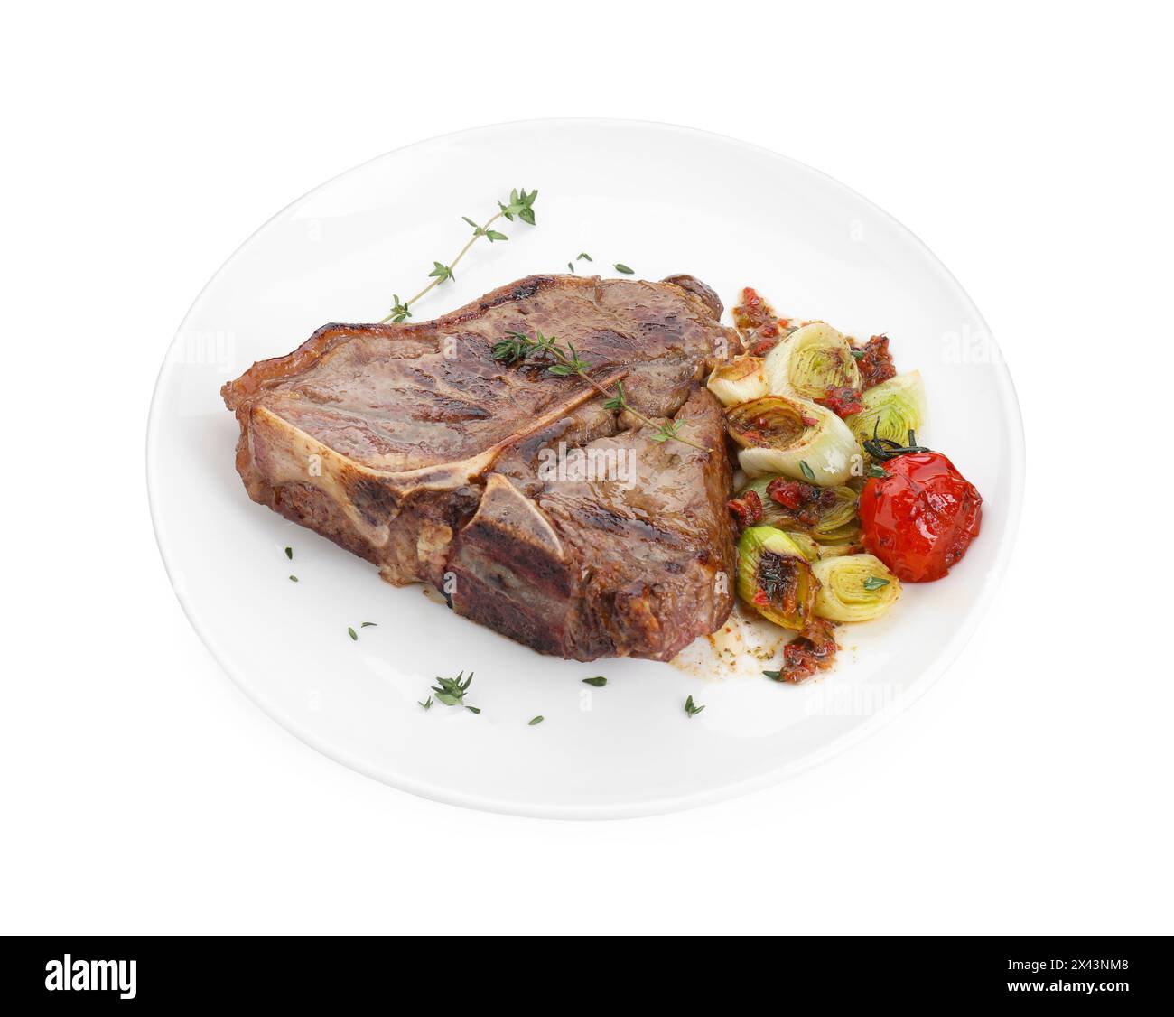 Delicious fried beef meat and vegetables isolated on white Stock Photo ...
