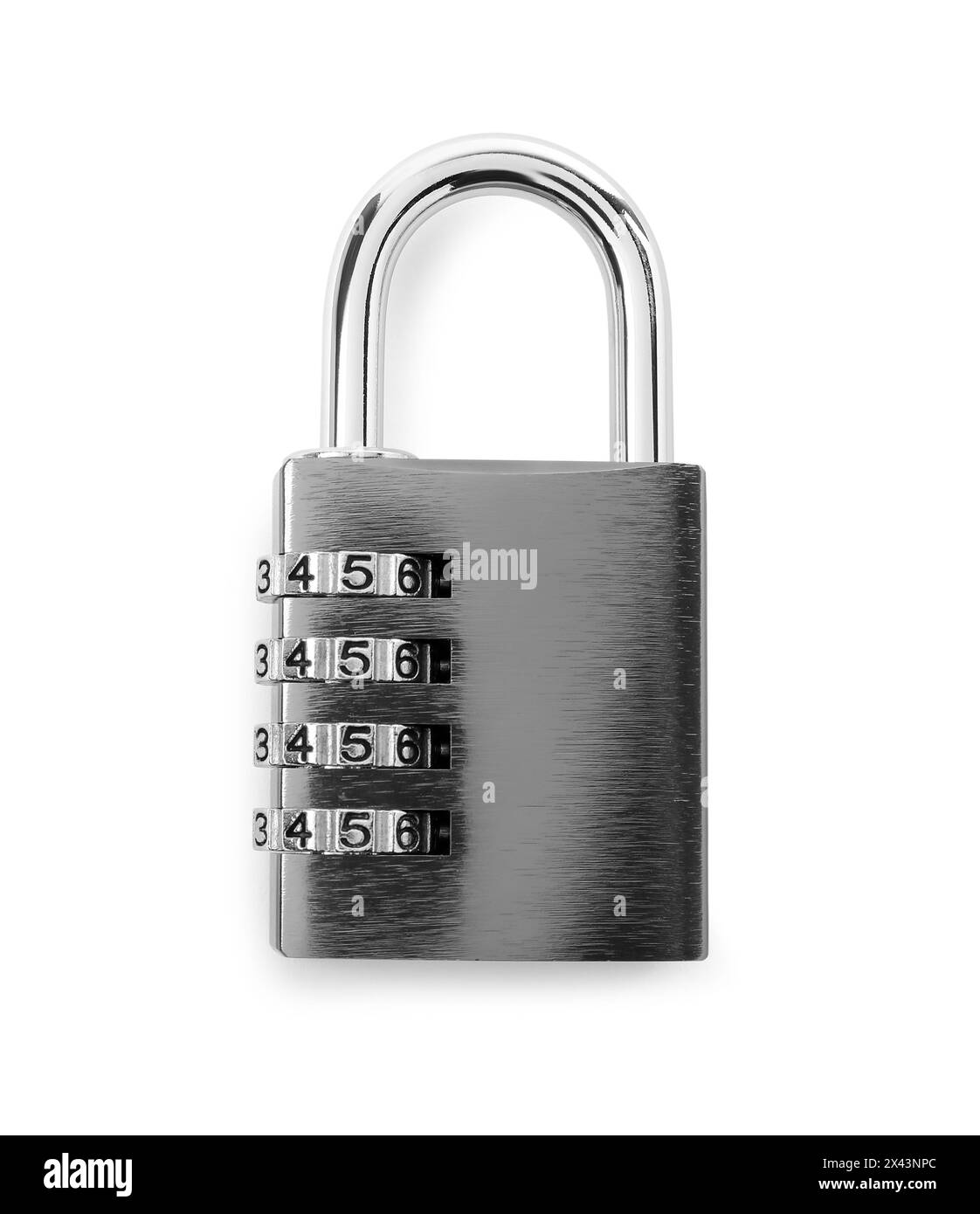 Steel combination padlock isolated on white, top view Stock Photo - Alamy