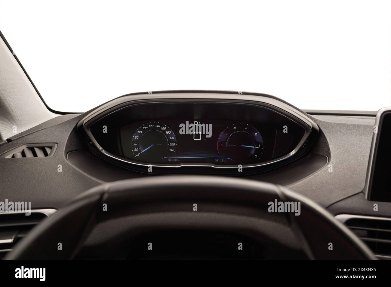 Speedometer, tachometer and steering wheel inside car Stock Photo - Alamy