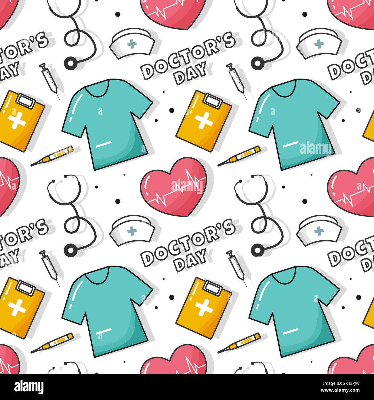 Doctors Seamless Pattern Design with Medical Equipment in Template Hand ...