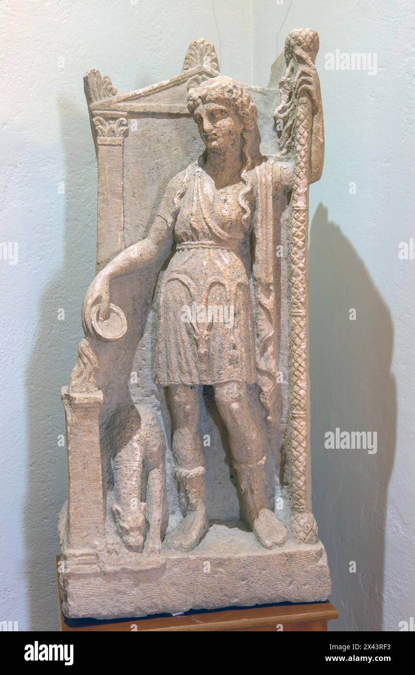 Hellenistic Greek stone carving of Artemis, archaeology museum ...