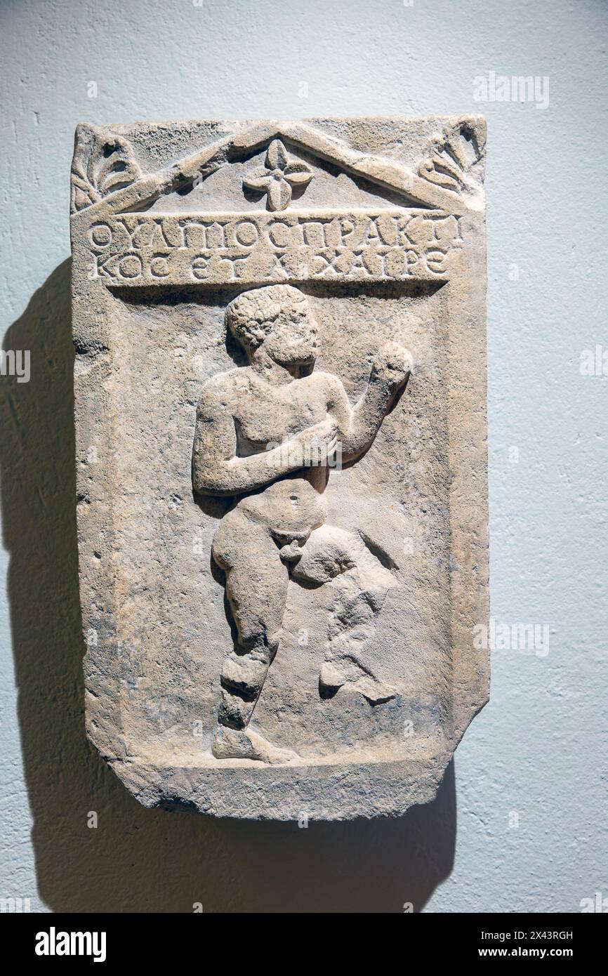 Hellenistic Greek stone carved stele of Ulpius, archaeology museum ...