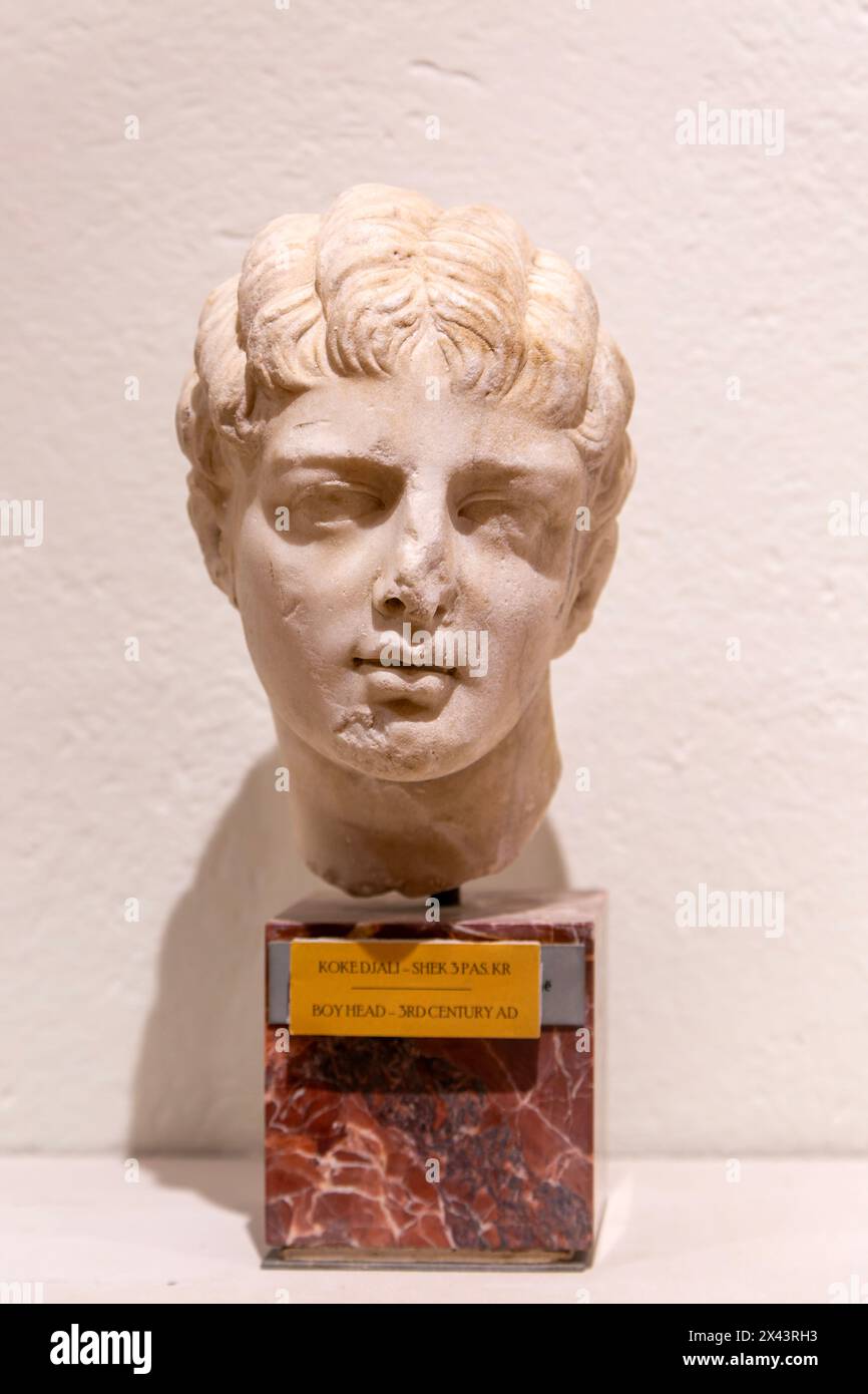 Roman carved head of a boy 3rd century AD, archaeology museum ...