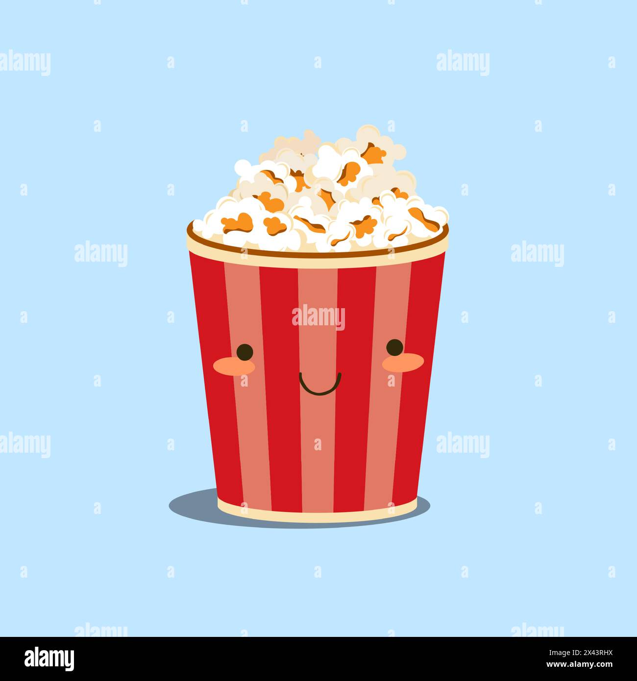 Popcorn character. Pop corn basket. Sweet or salty cinema snack. Red ...