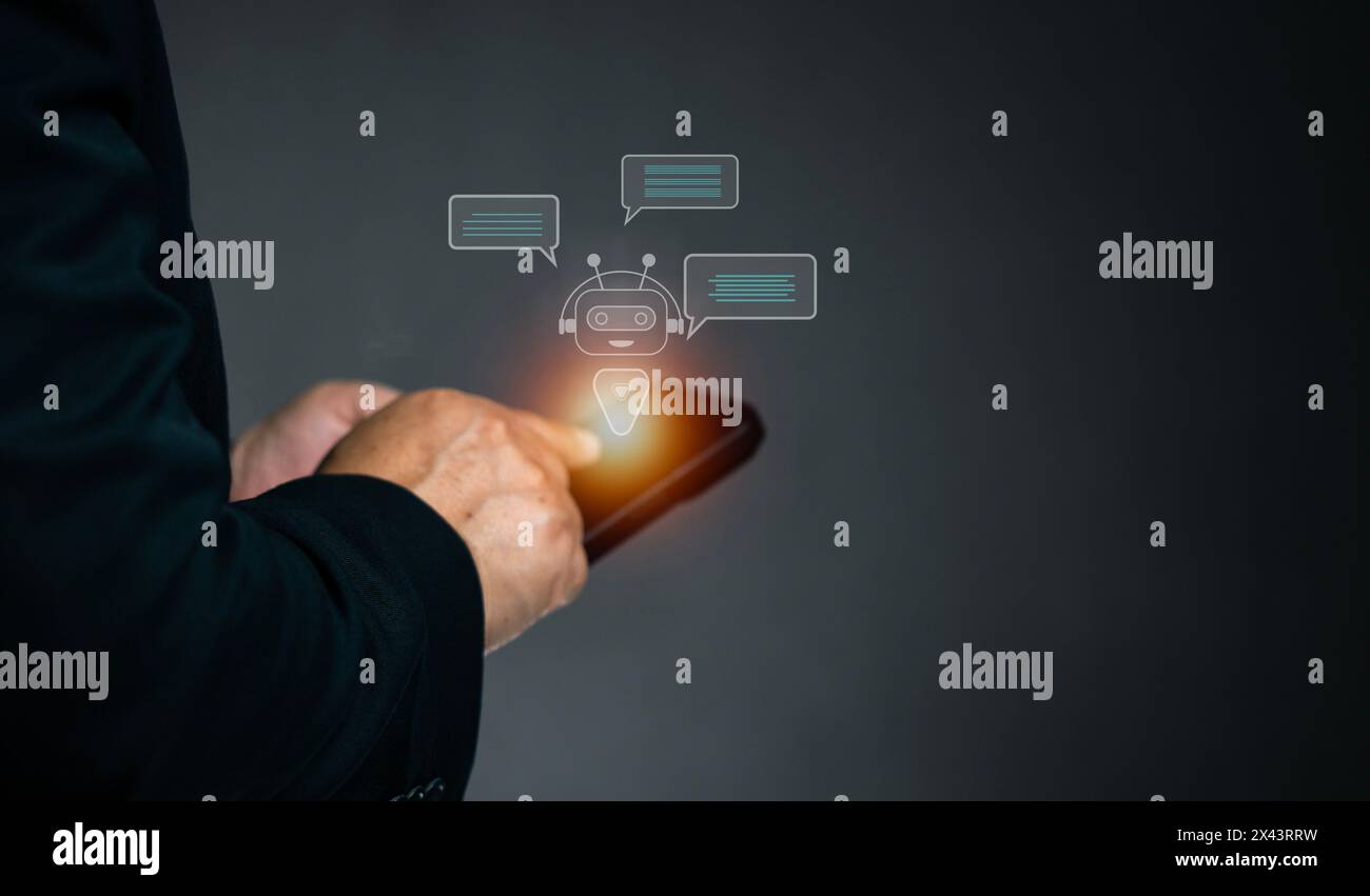 concept technology artificial intelligence ai connection chatbot, man ...