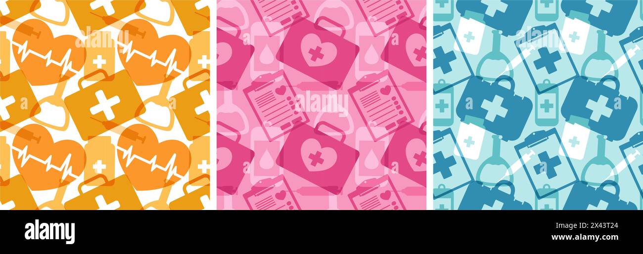 Doctors Seamless Pattern Design with Medical Equipment in Template Hand ...
