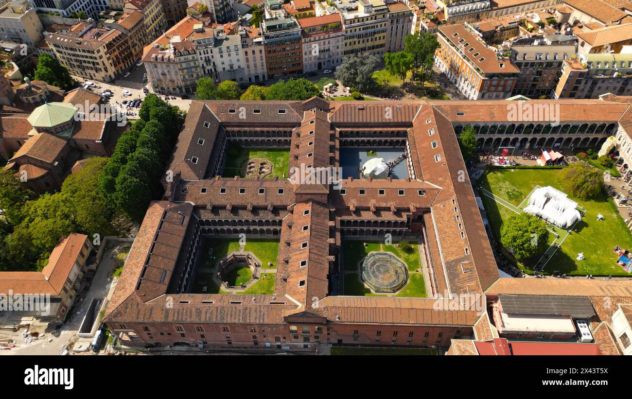 Aerial top view University of Milan during Milano Design Week 2024 ...