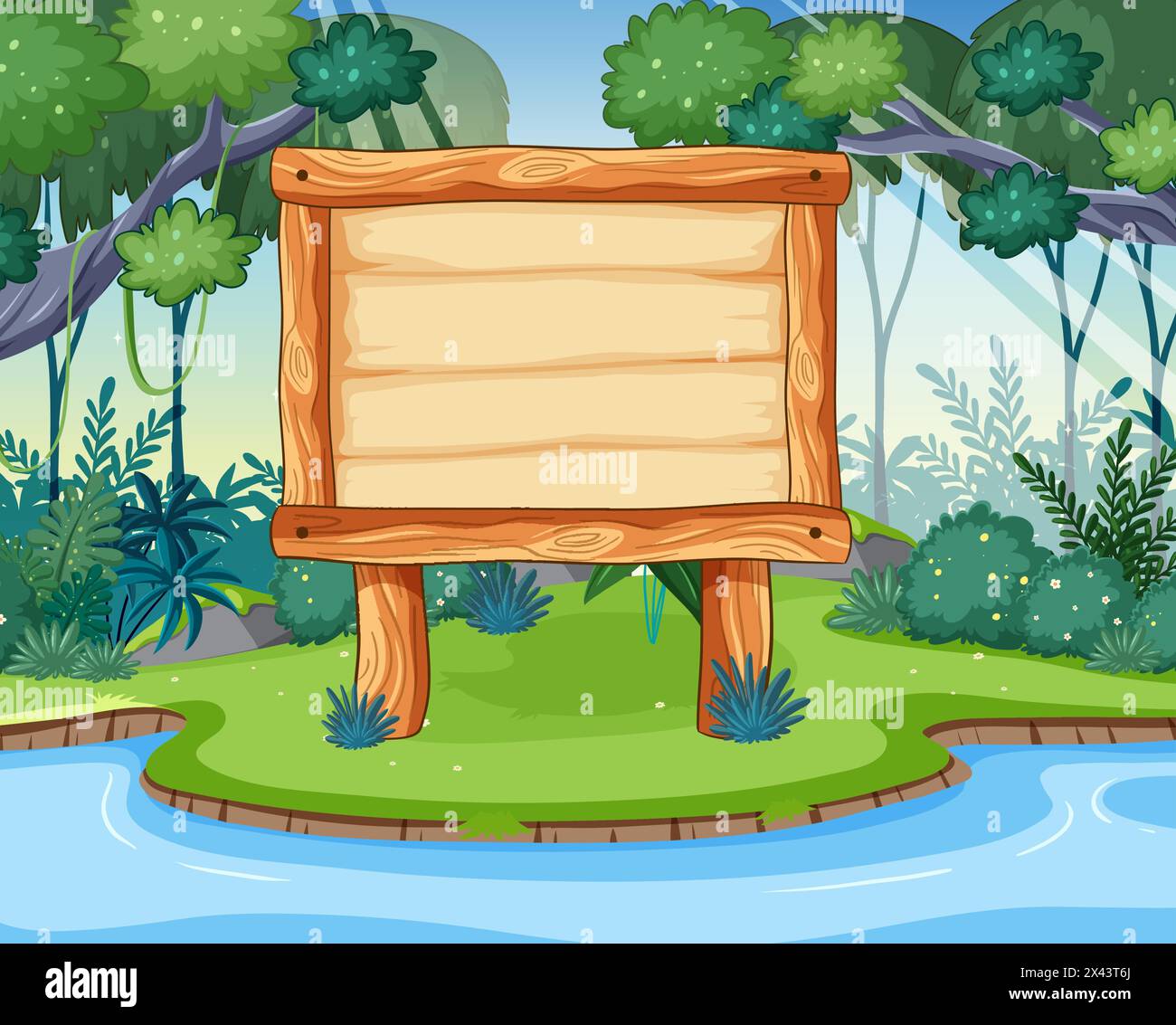 Scenic riverside landscape Stock Vector Images - Alamy