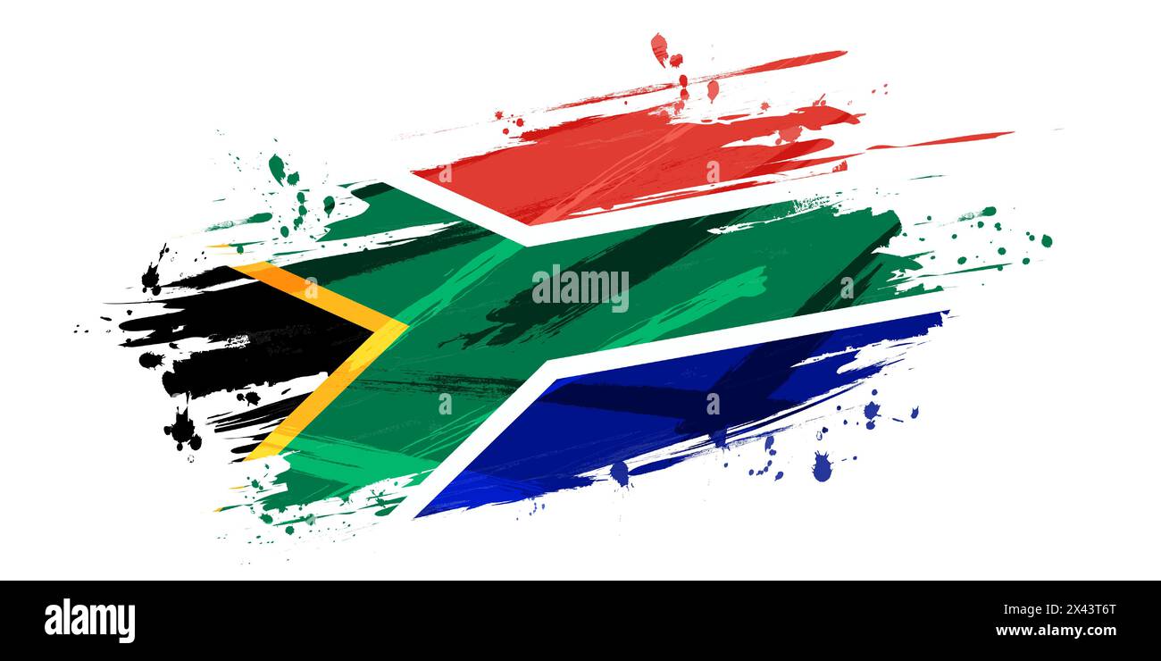 South Africa Flag with Brush Paint Style and Halftone Effect. South ...