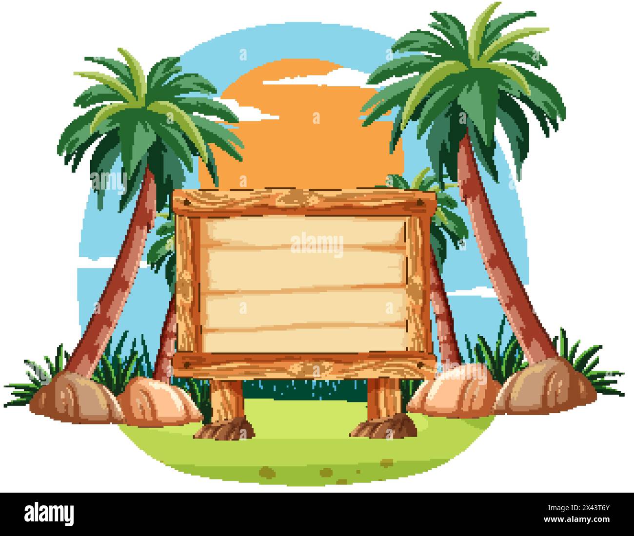 Wooden signboard on a tropical beach at sunset Stock Vector Image & Art ...