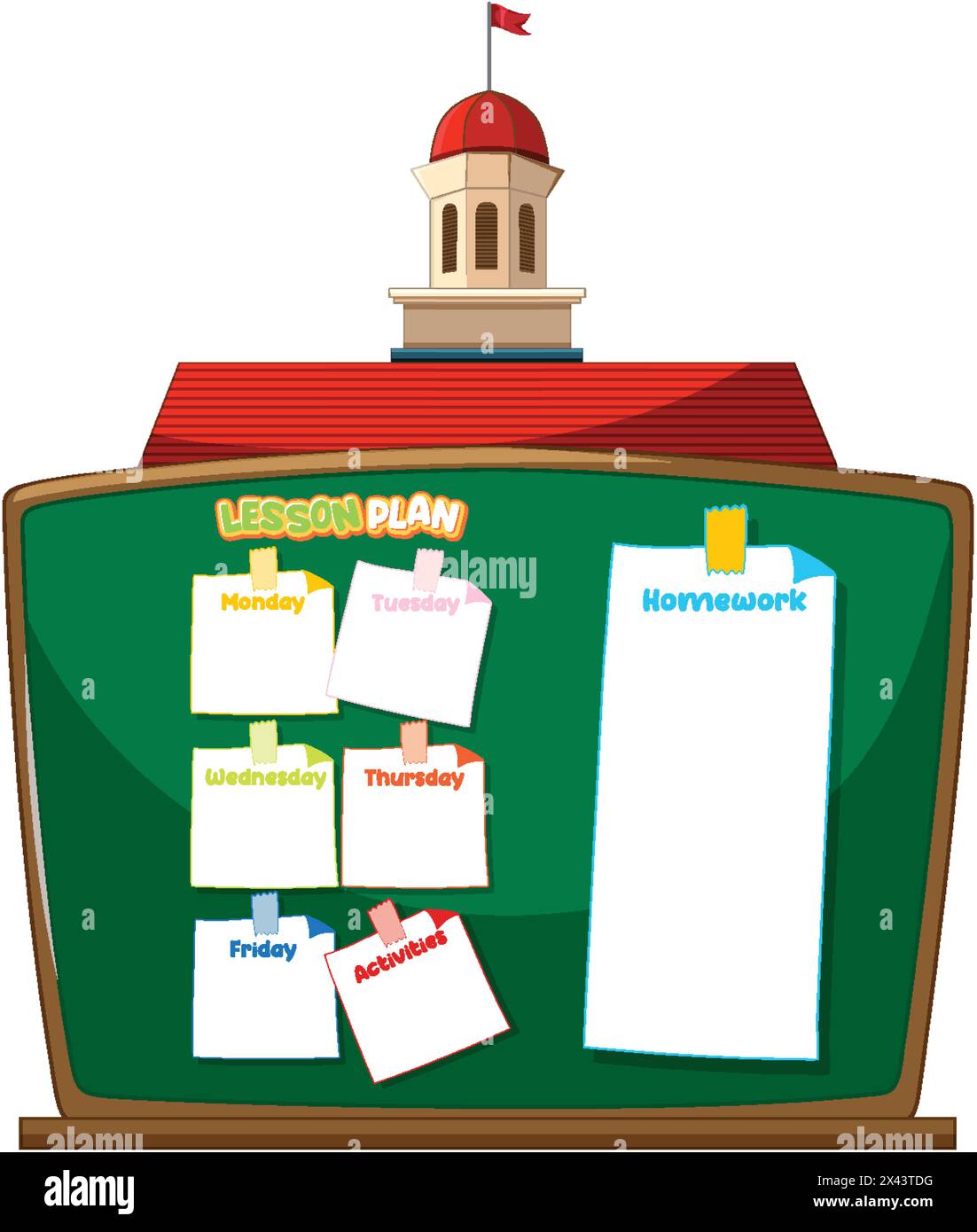 Colorful classroom board with lesson plan notes Stock Vector Image ...
