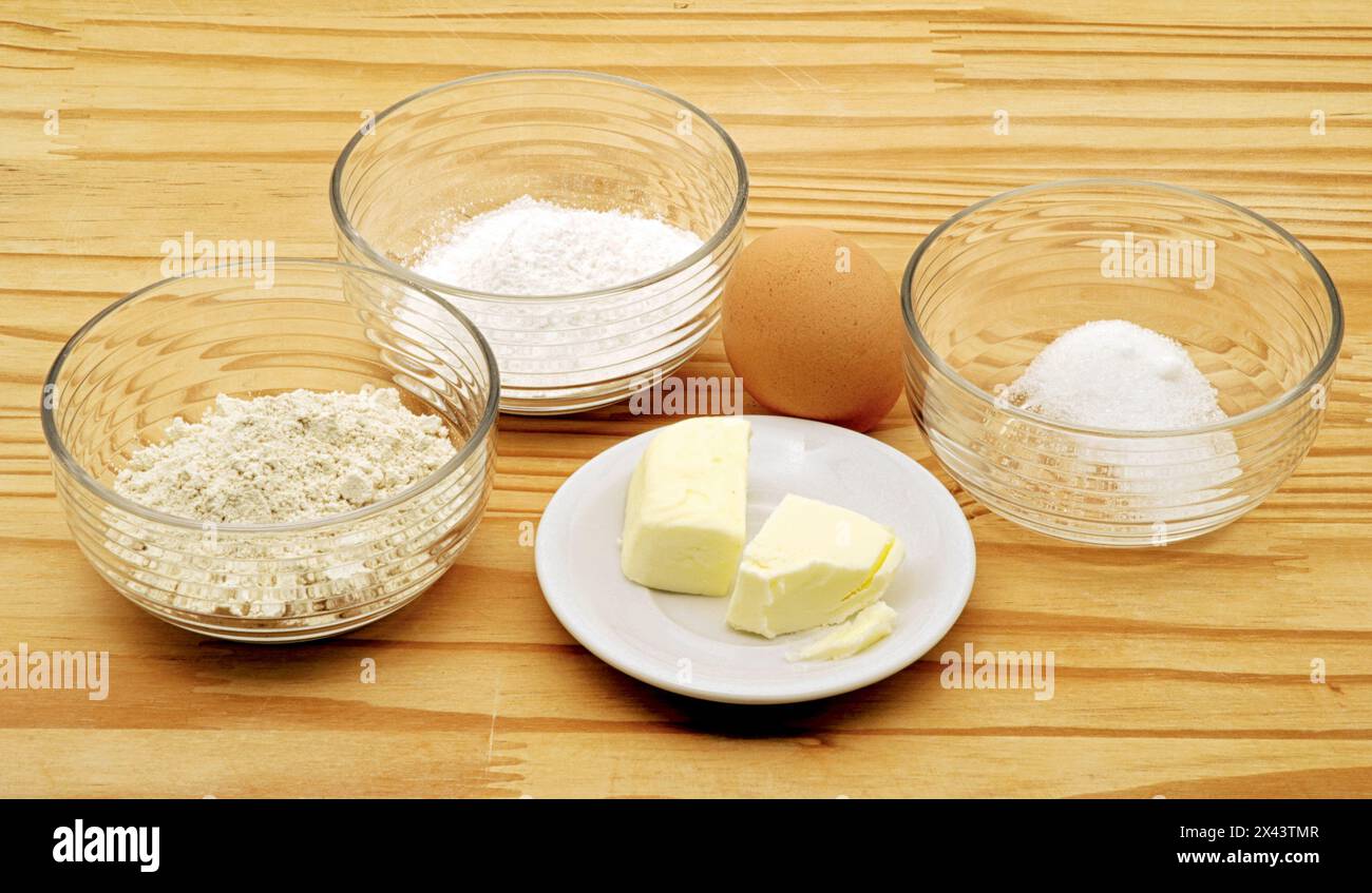 Basic baking ingredients eggs hi-res stock photography and images - Alamy