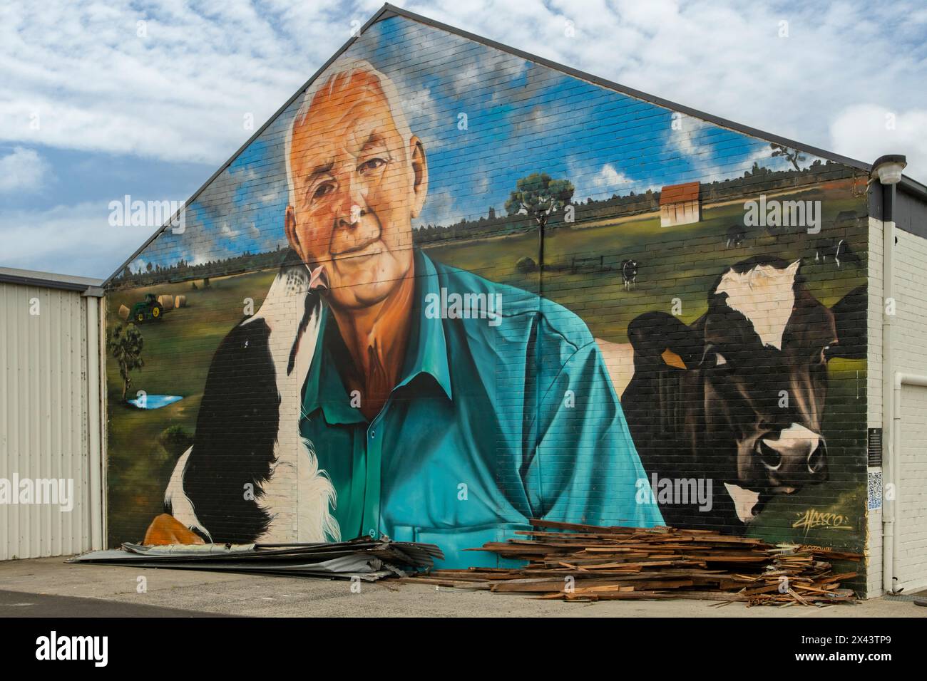 Dairy Farmer Street Art by Heesco, Yarram, Victoria, Australia Stock ...