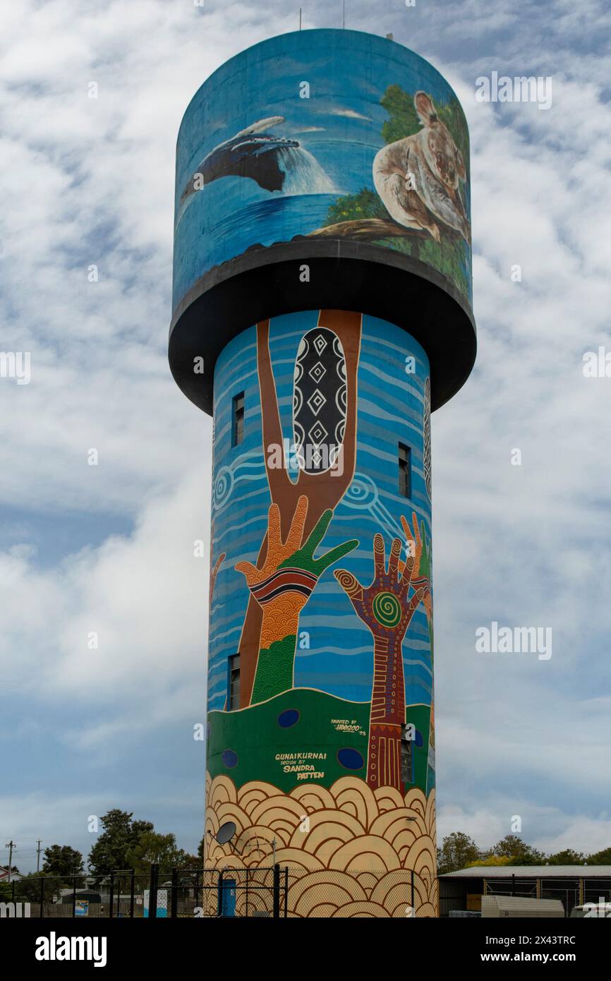 Gunaikurnai Water Tower Art by Heesco, Yarram, Victoria, Australia ...