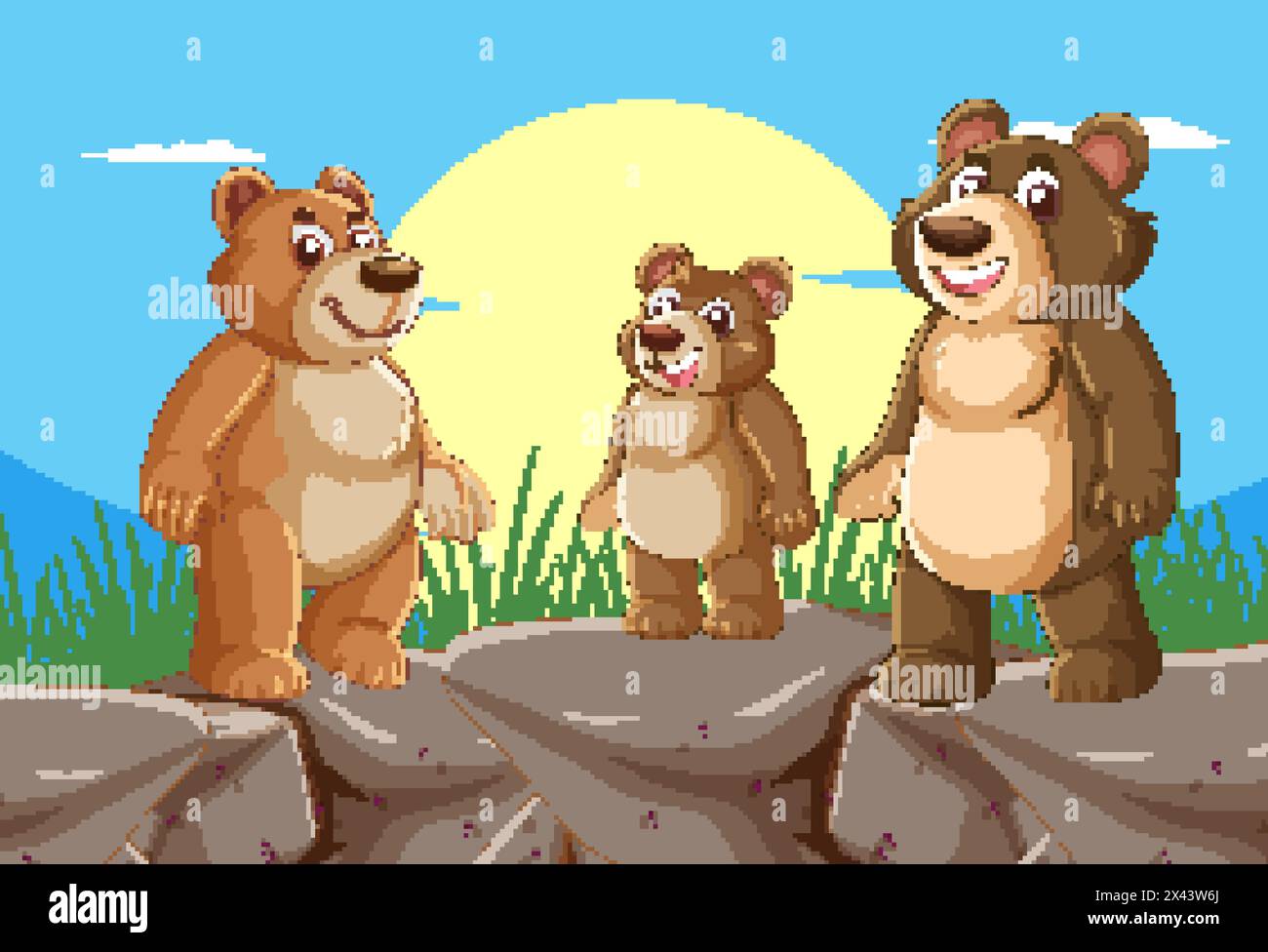 Three cartoon bears standing together outdoors Stock Vector Image & Art ...