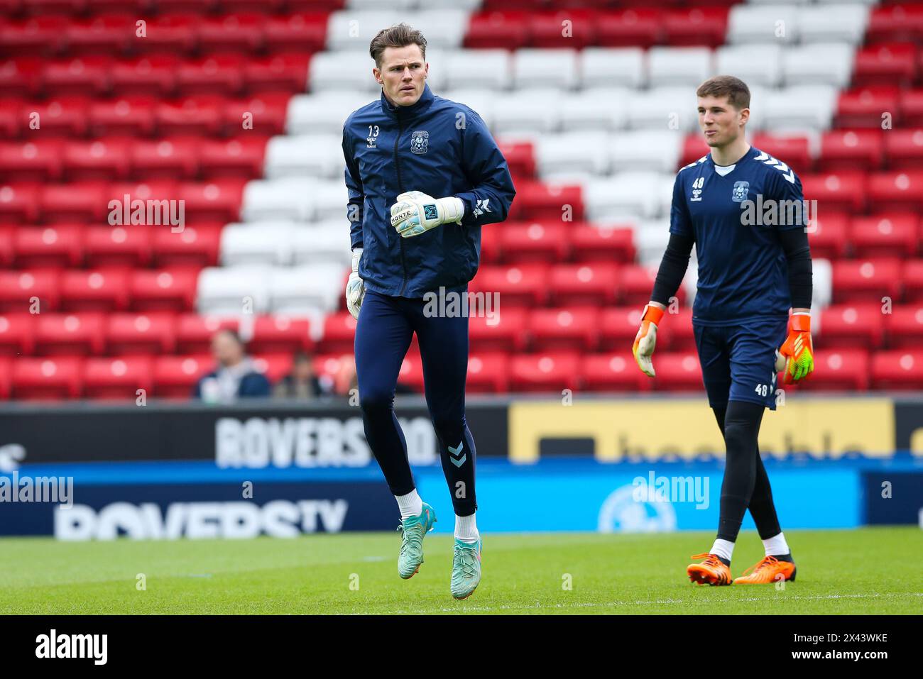 Coventry City goalkeepers Ben Wilson and Luke Bell during the pre-match ...