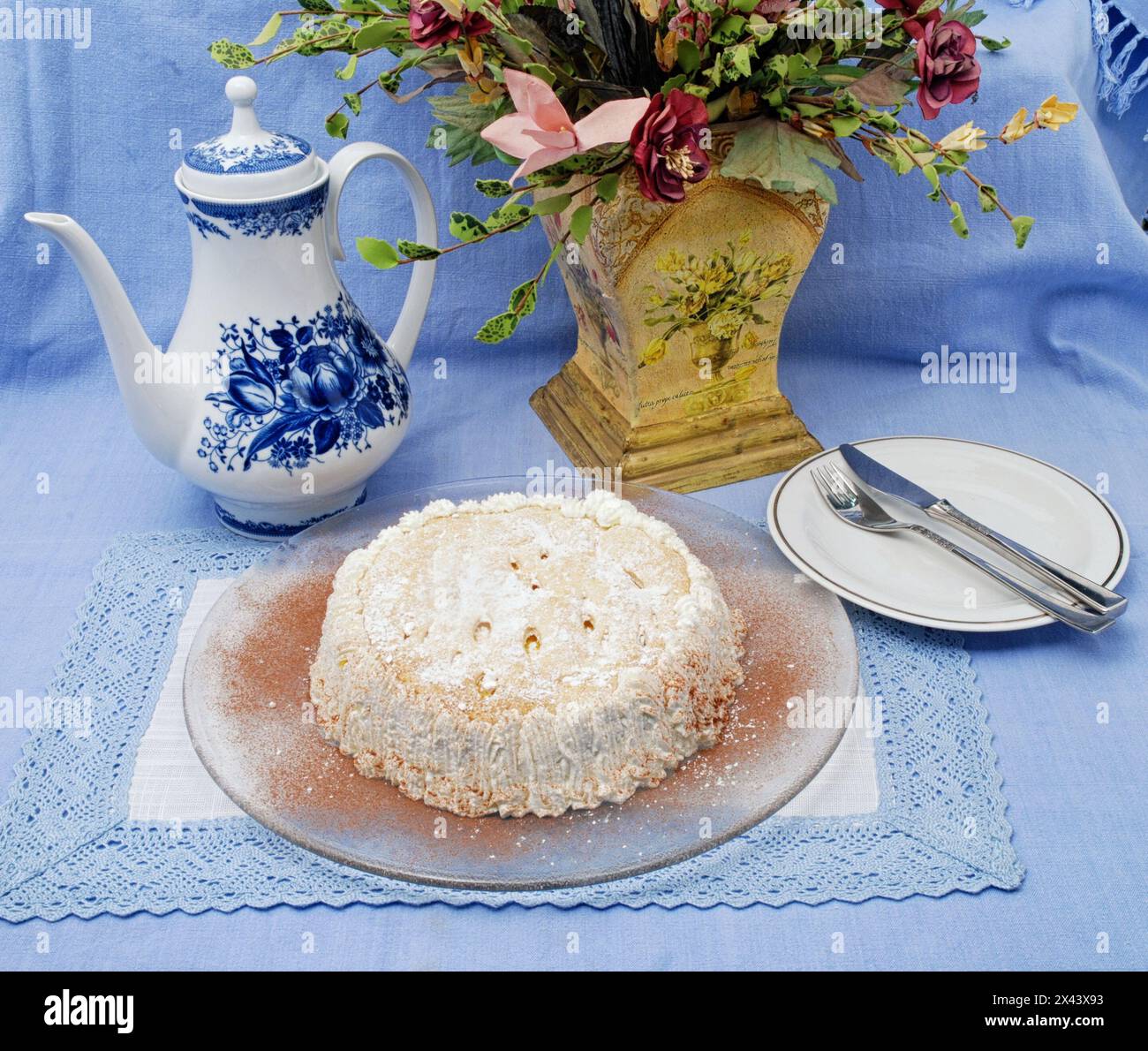 Traditional italian diplomatic cake, with sponge cake, puff pastry and ...