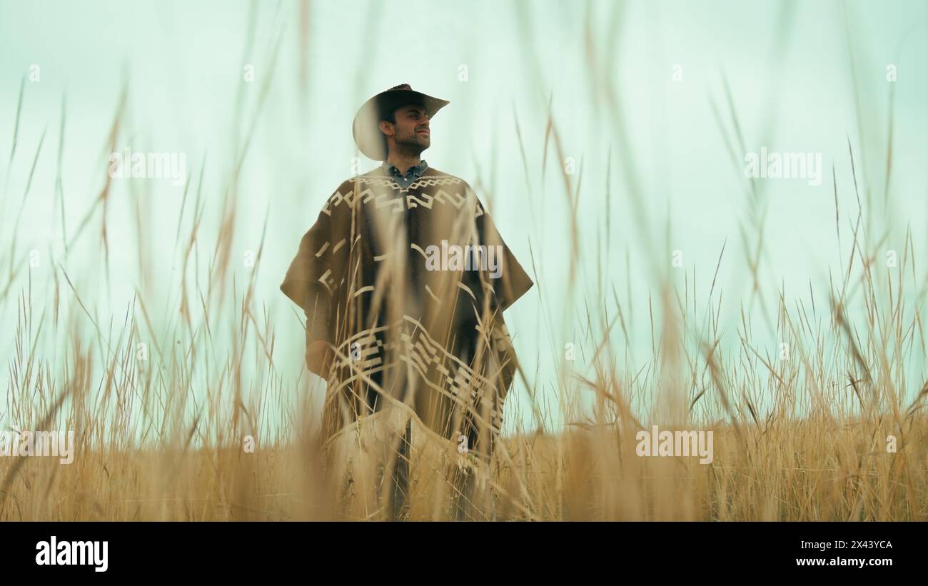 Cowboy alone in the steppe Stock Photo - Alamy