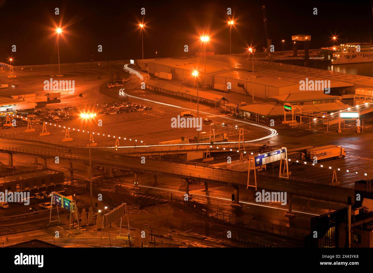 Long Exposure showing vehicle's moving through Dover Eastern Docks ...