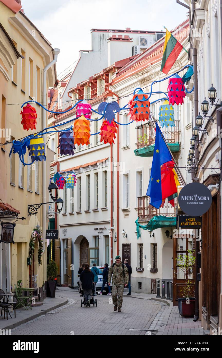 Street in Old Town, Vilnius, Lithuania Stock Photo - Alamy
