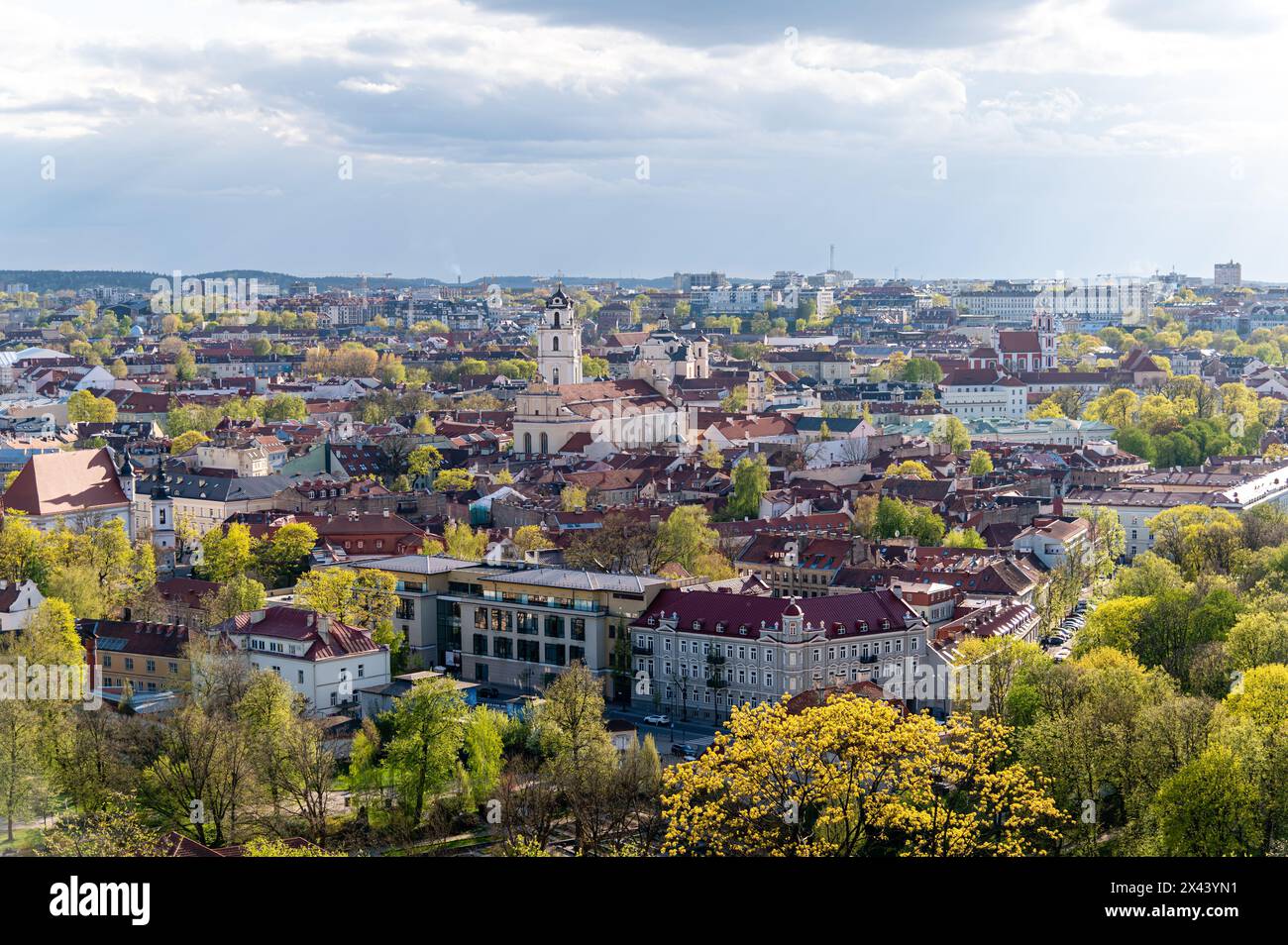 The view across Vilnius from the Three Crosses Monument, Vilnius ...