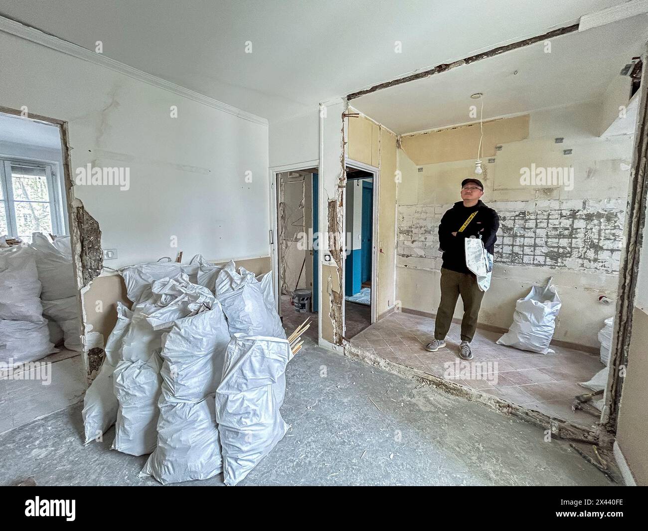Paris, France, Owner Looking at Apartment Renovation Project ...