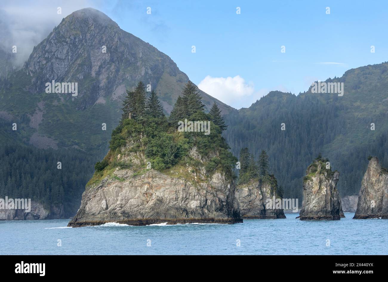 USA, Alaska, Kenai Fjords National Park. Pinnacle Rocks eroded ...